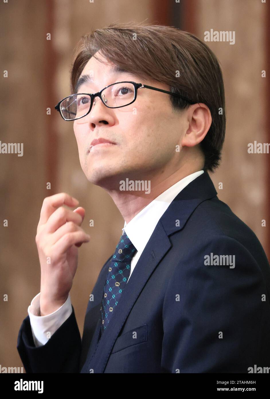 Tokyo, Japan. 1st Dec, 2023. Japan's shogi (Japanese chess) master Yoshiharu Habu delivers a ...