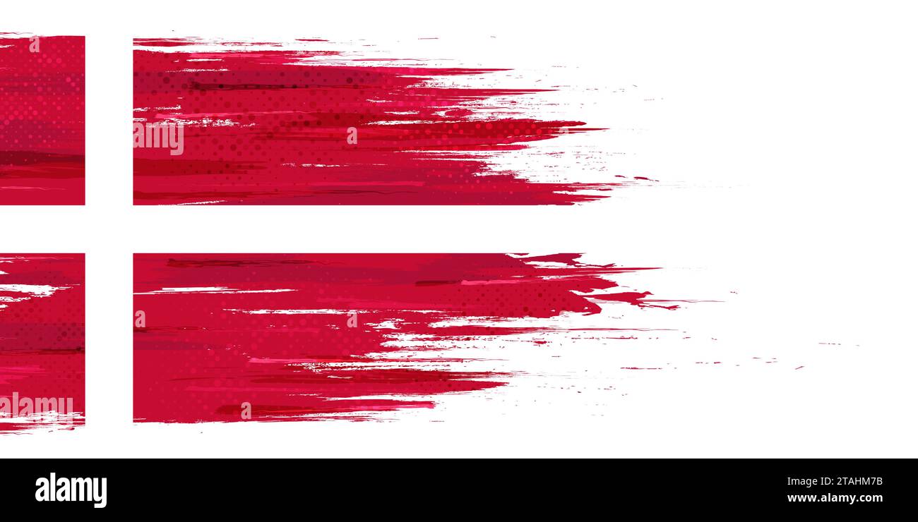 Flag of Denmark with Brush Style and Halftone Effect. Danish Flag ...
