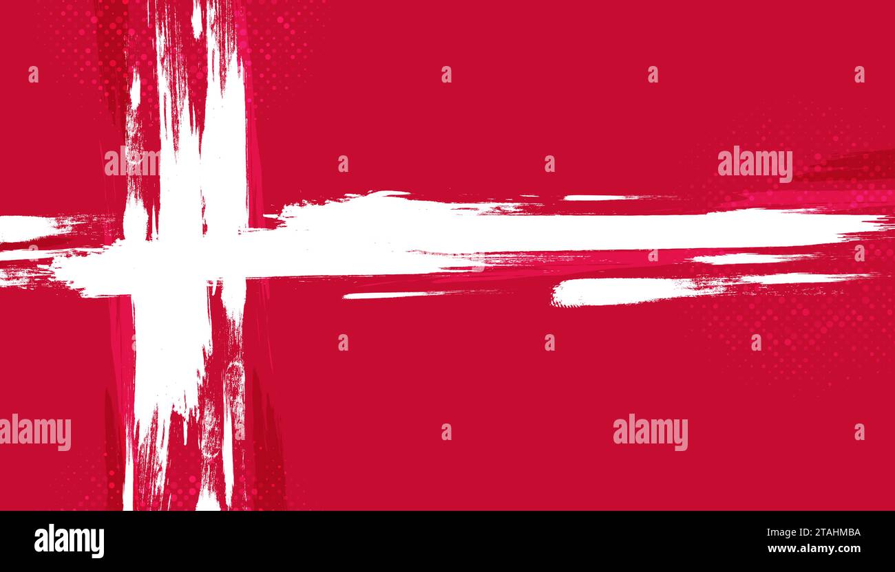 Flag of Denmark with Brush Style and Halftone Effect. Danish Flag ...