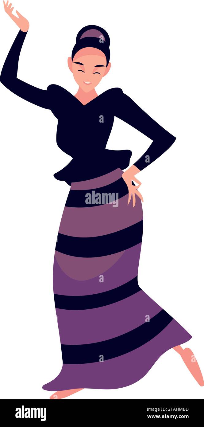 myanmar woman dances music exotic Stock Vector Image & Art - Alamy