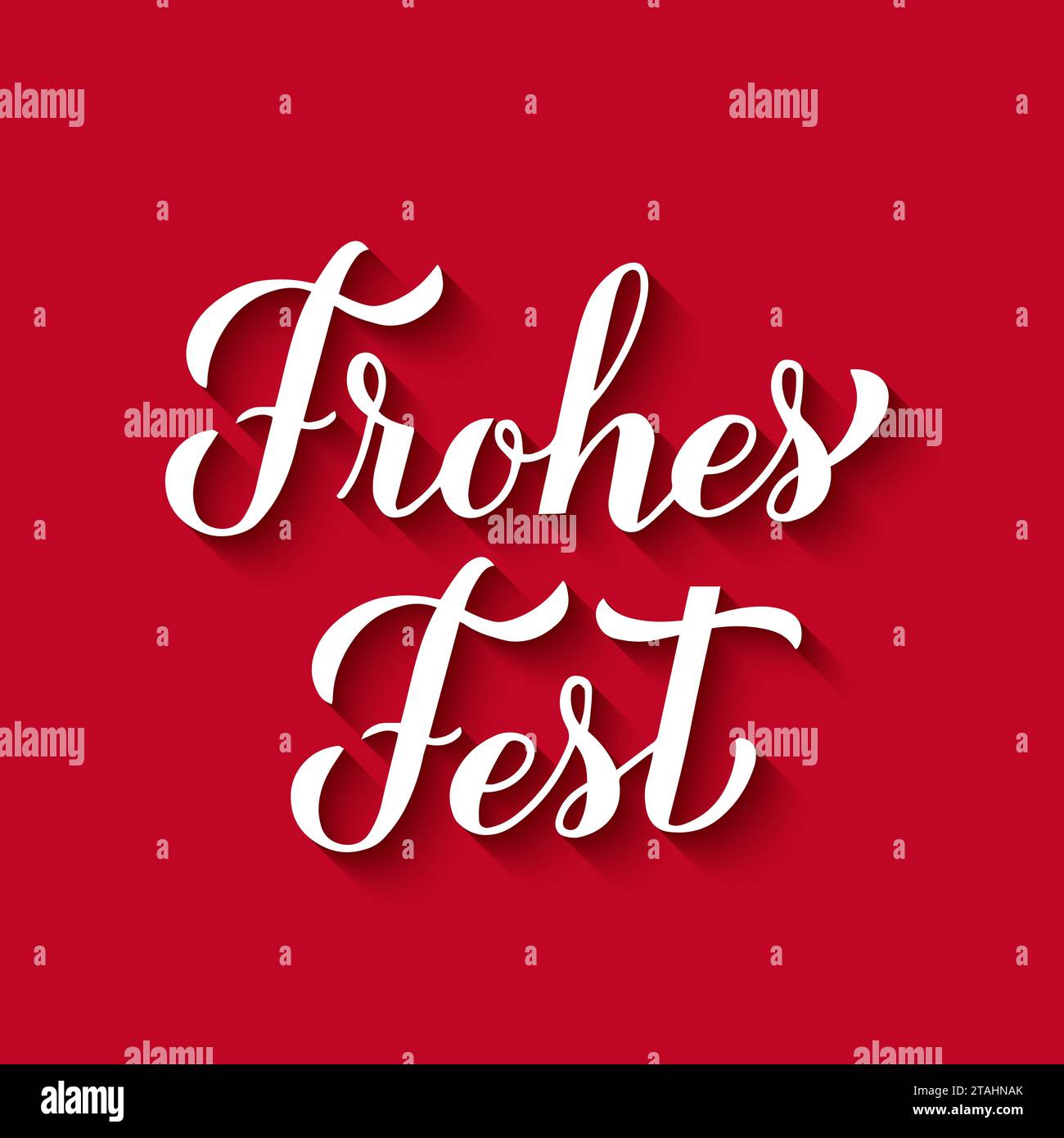 Frohes Fest calligraphy hand lettering with shadow on red background ...