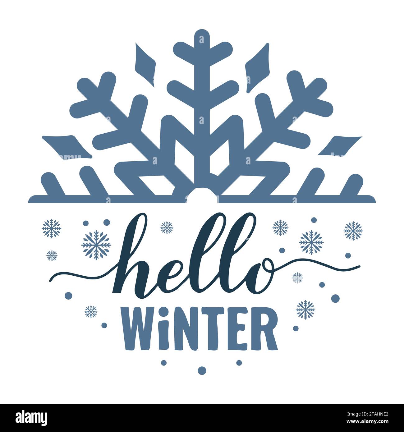 Hello winter calligraphy hand lettering. Inspirational seasonal quote ...