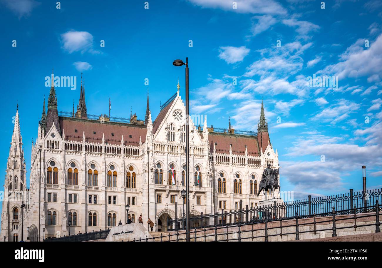 BUDAPEST, HUNGARY - 2 NOVEMBER, 2019: The bronze equestrian statue of ...