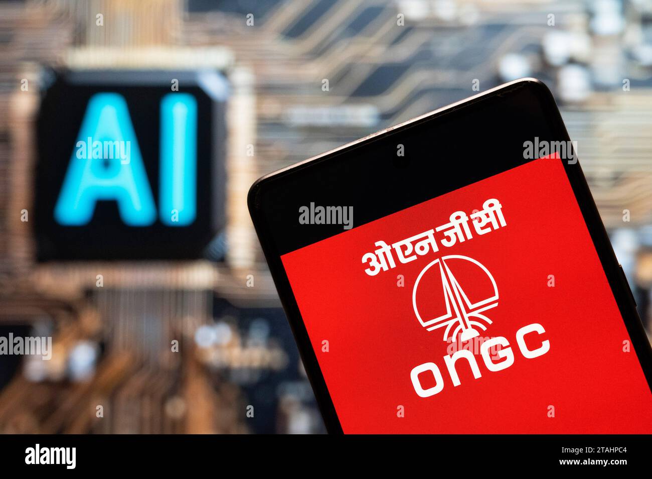 In this photo illustration, the Indian multinational crude oil and gas ...