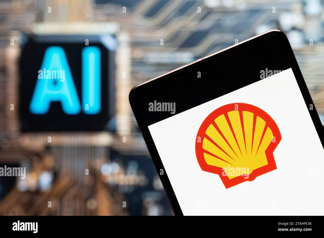 In this photo illustration, the Anglo-Dutch global group of energy and ...