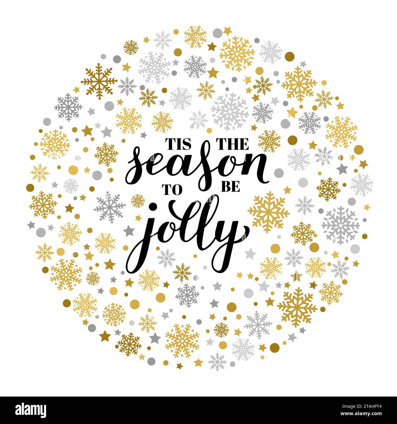 Tis the season to be jolly calligraphy hand lettering with gold and ...
