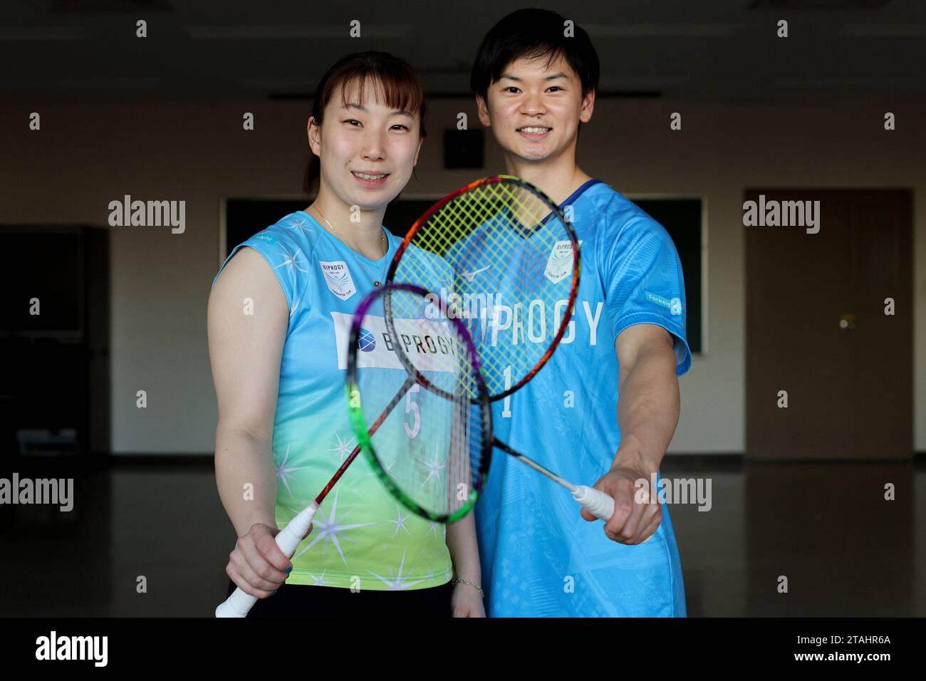 Japanese Badminton mixed doubles players Arisa Higashino (left) and ...