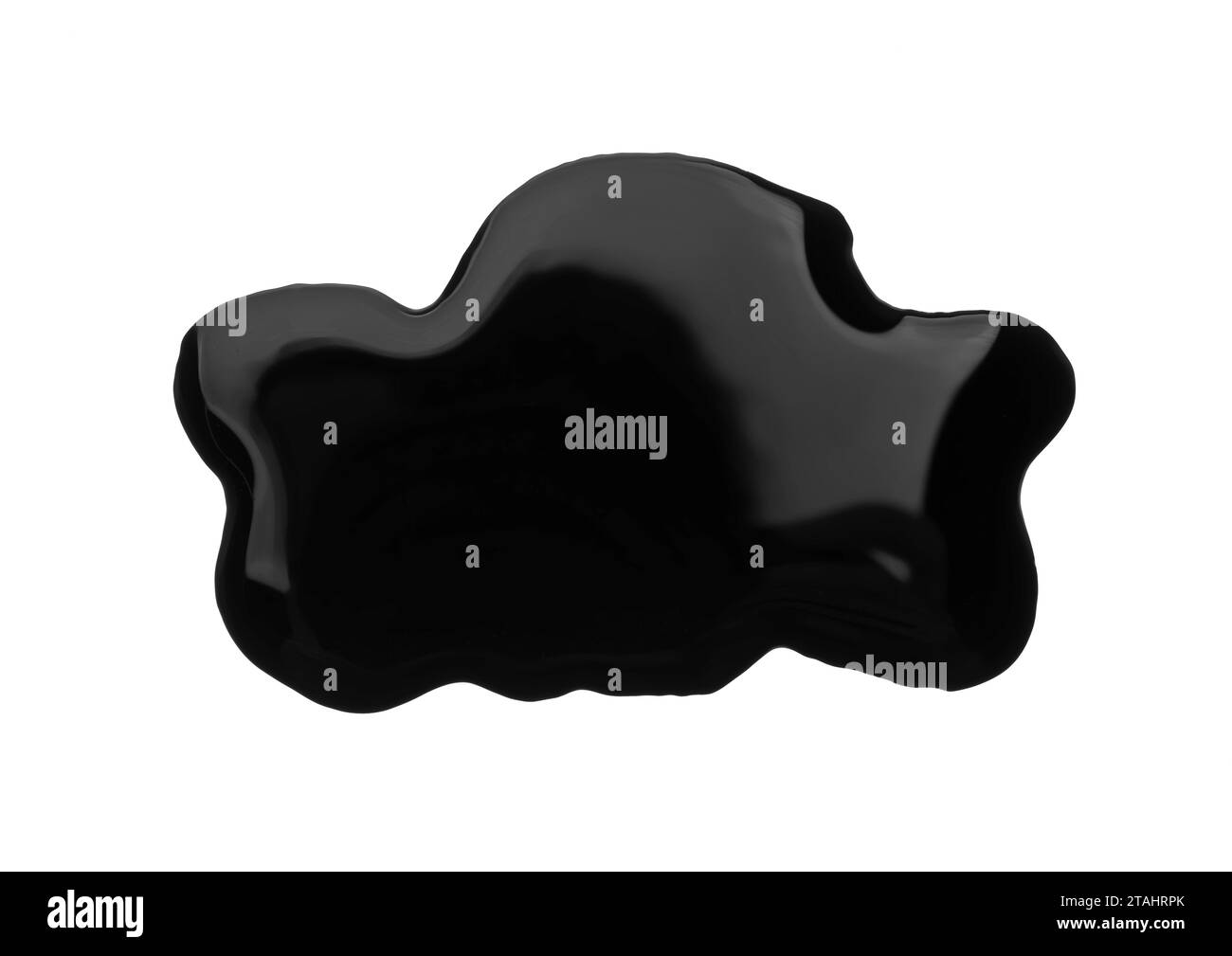 Blot of black liquid on white background, top view Stock Photo - Alamy