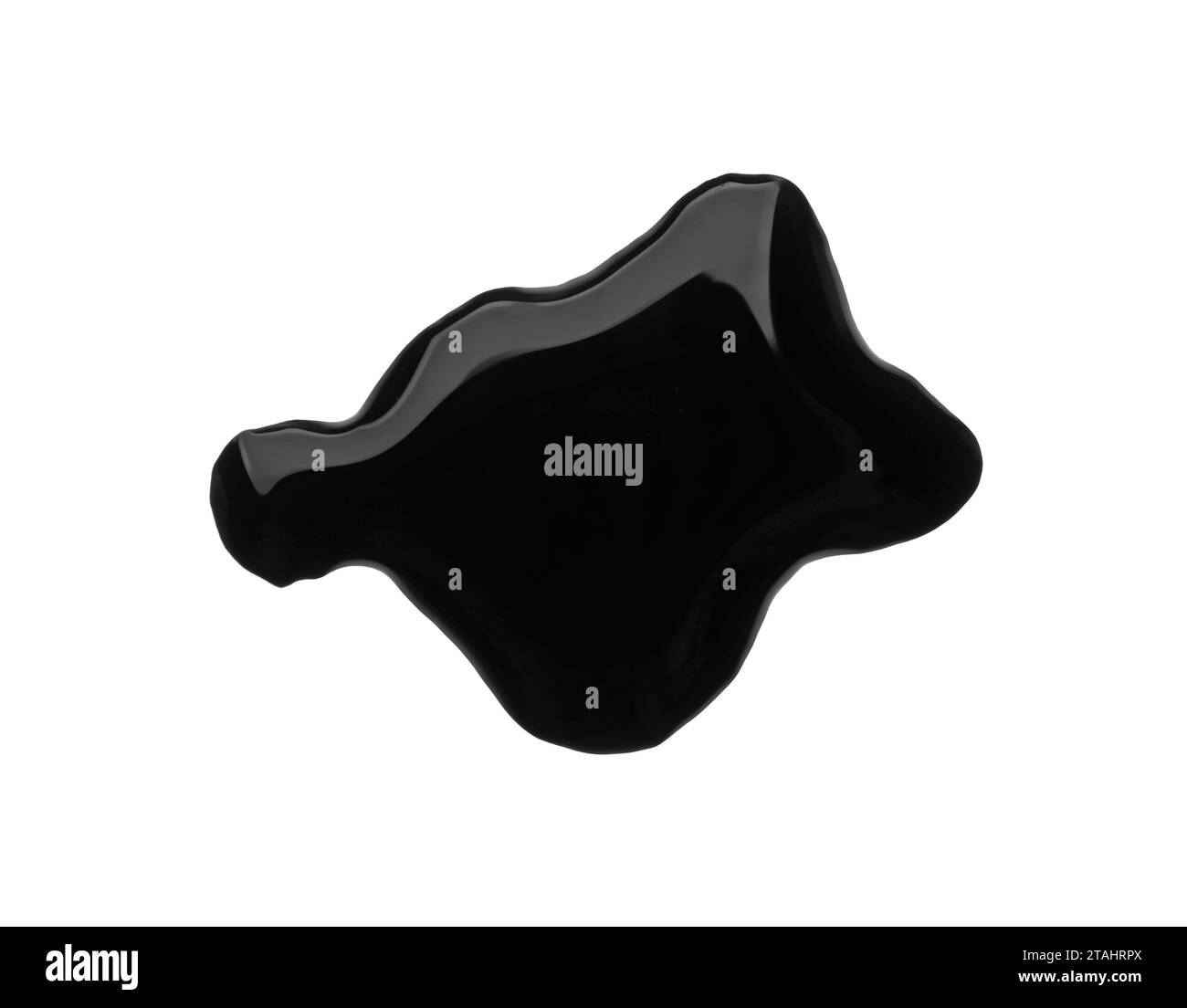Blot of black liquid on white background, top view Stock Photo - Alamy