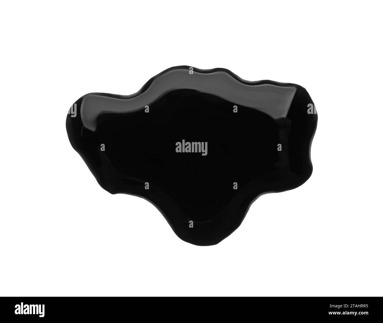 Blot of black liquid on white background, top view Stock Photo - Alamy
