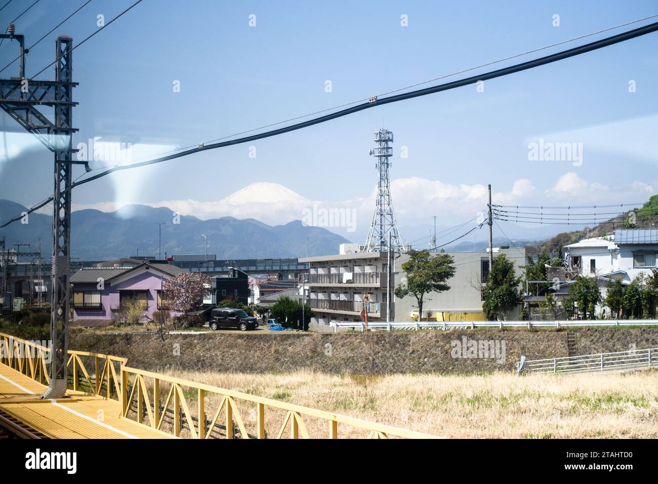 View of Mount Fuji from the window of the train (Limited Express ...