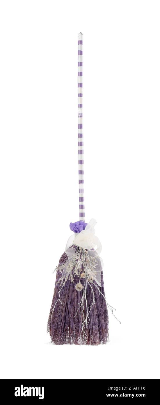 One beautiful witch's broom isolated on white Stock Photo - Alamy