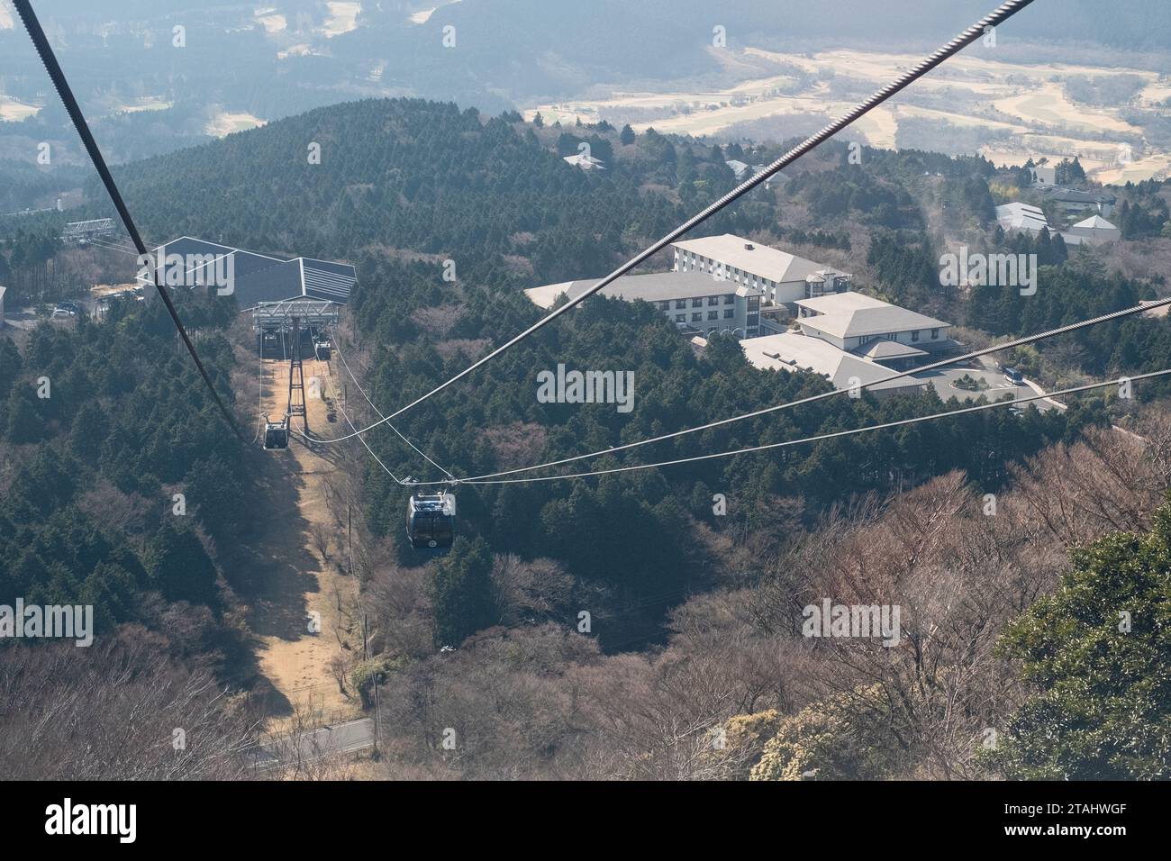 View from the Hakone Ropeway between Tōgendai Station and Owakudani ...