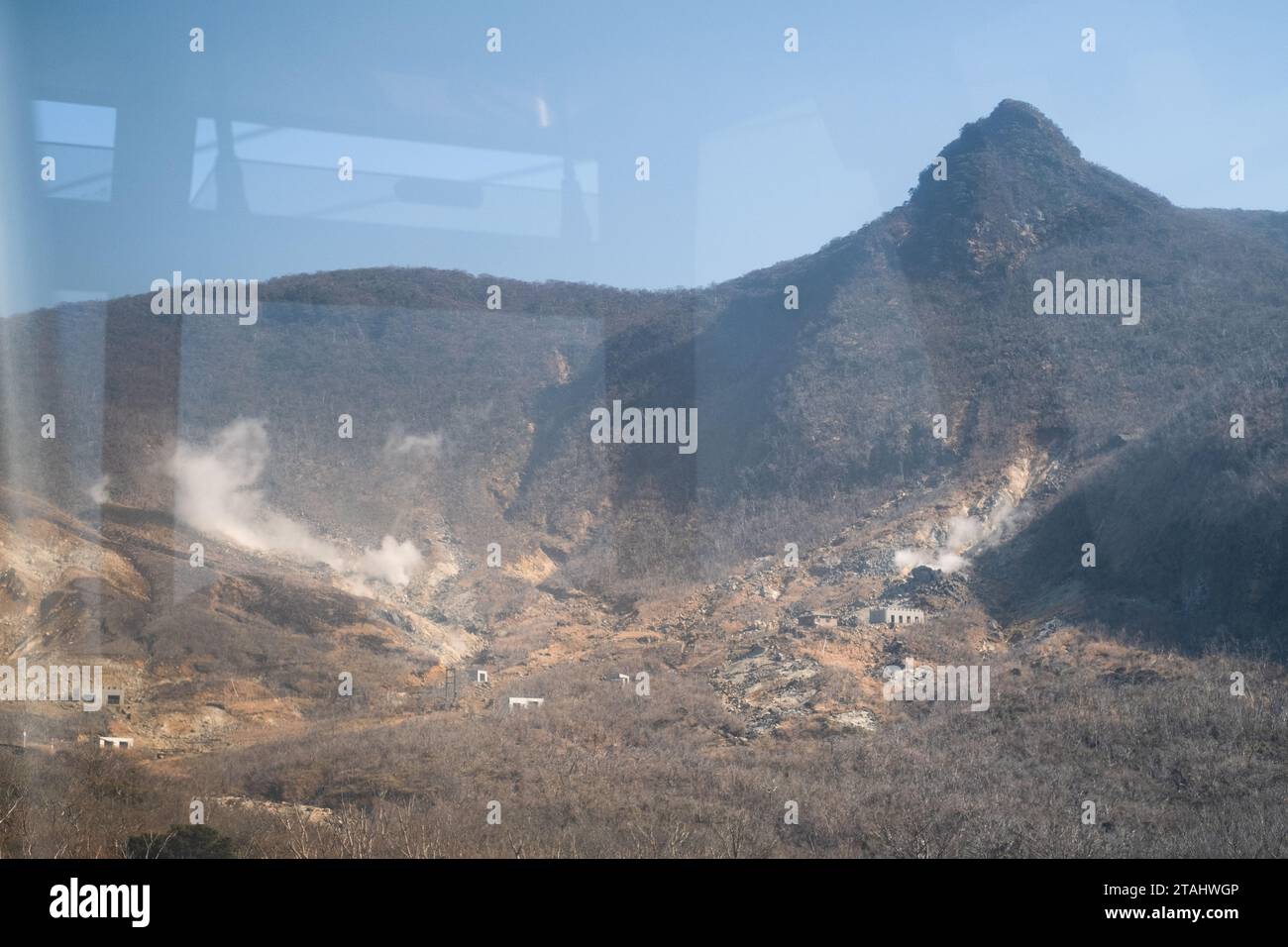 View from the Hakone Ropeway between Tōgendai Station and Owakudani ...