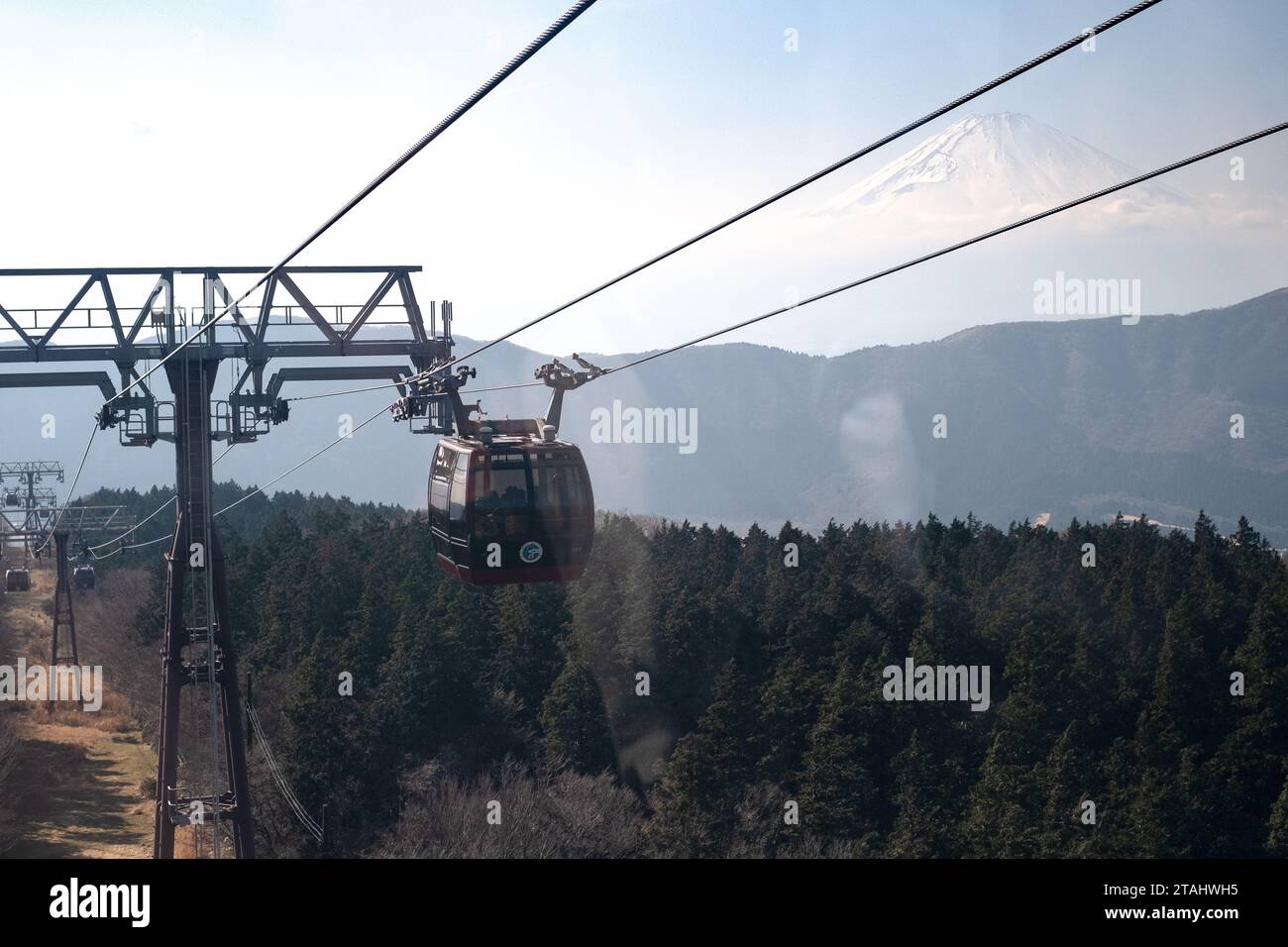 View from the Hakone Ropeway between Tōgendai Station and Owakudani ...