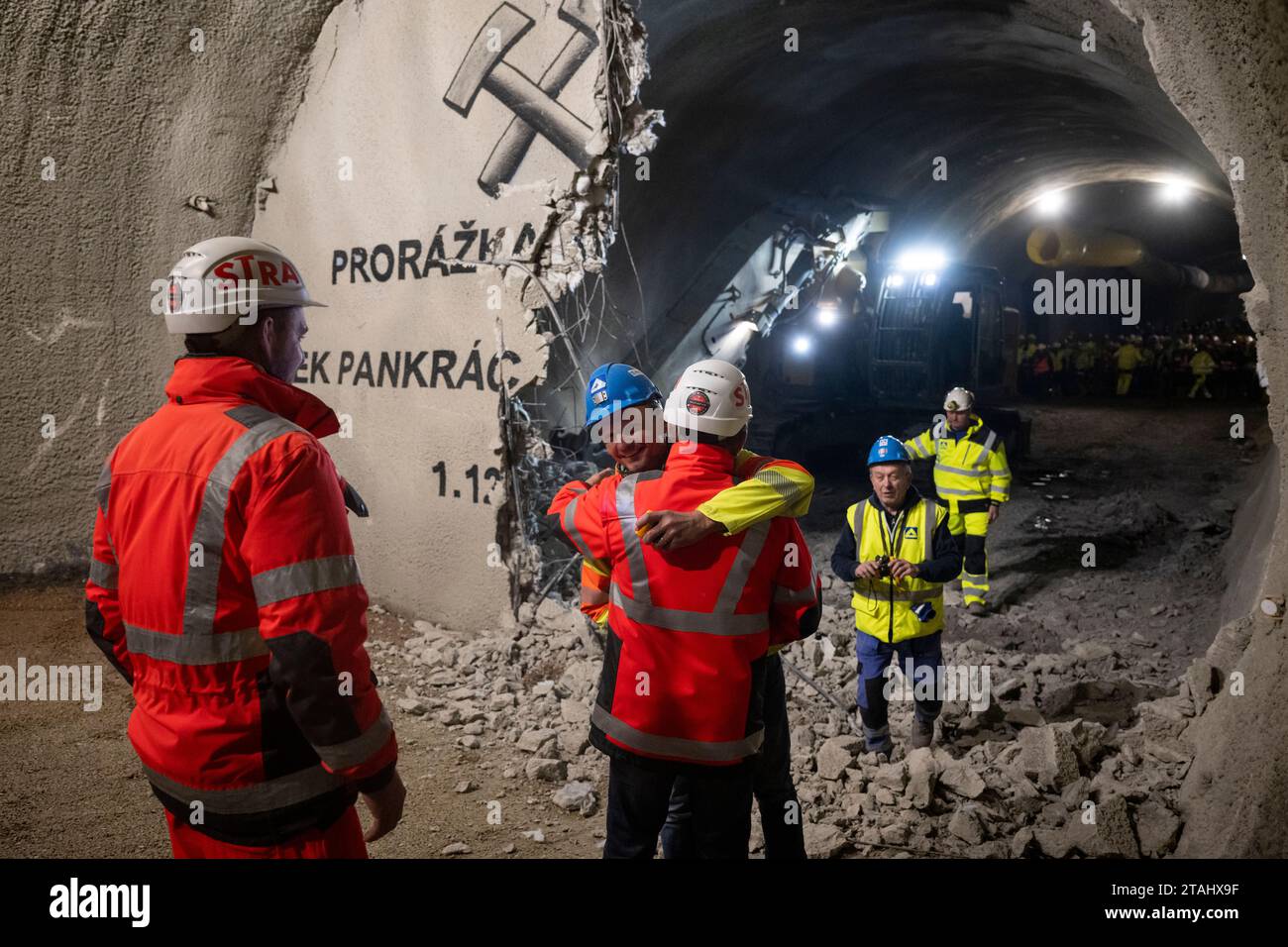 Prague, Czech Republic. 01st Dec, 2023. The tunnel breakthrough at the ...