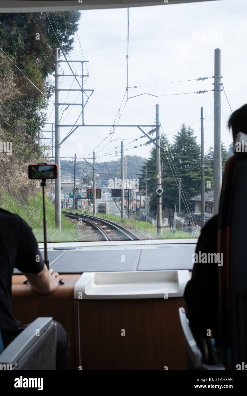 View of people filming from the window of the train (Limited Express ...