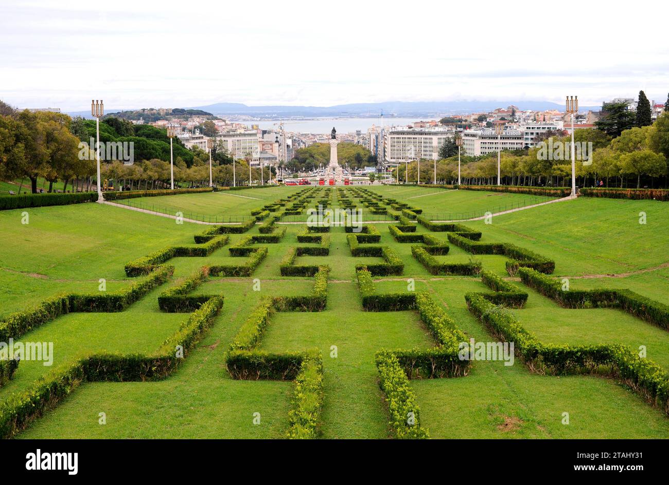 Lisbon (Lisboa), Parque Eduardo VII with Tejo stuary at bottom ...
