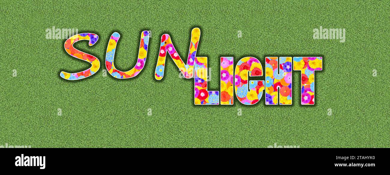 sunlight written with flowers as symbol for solar energy Stock Photo ...