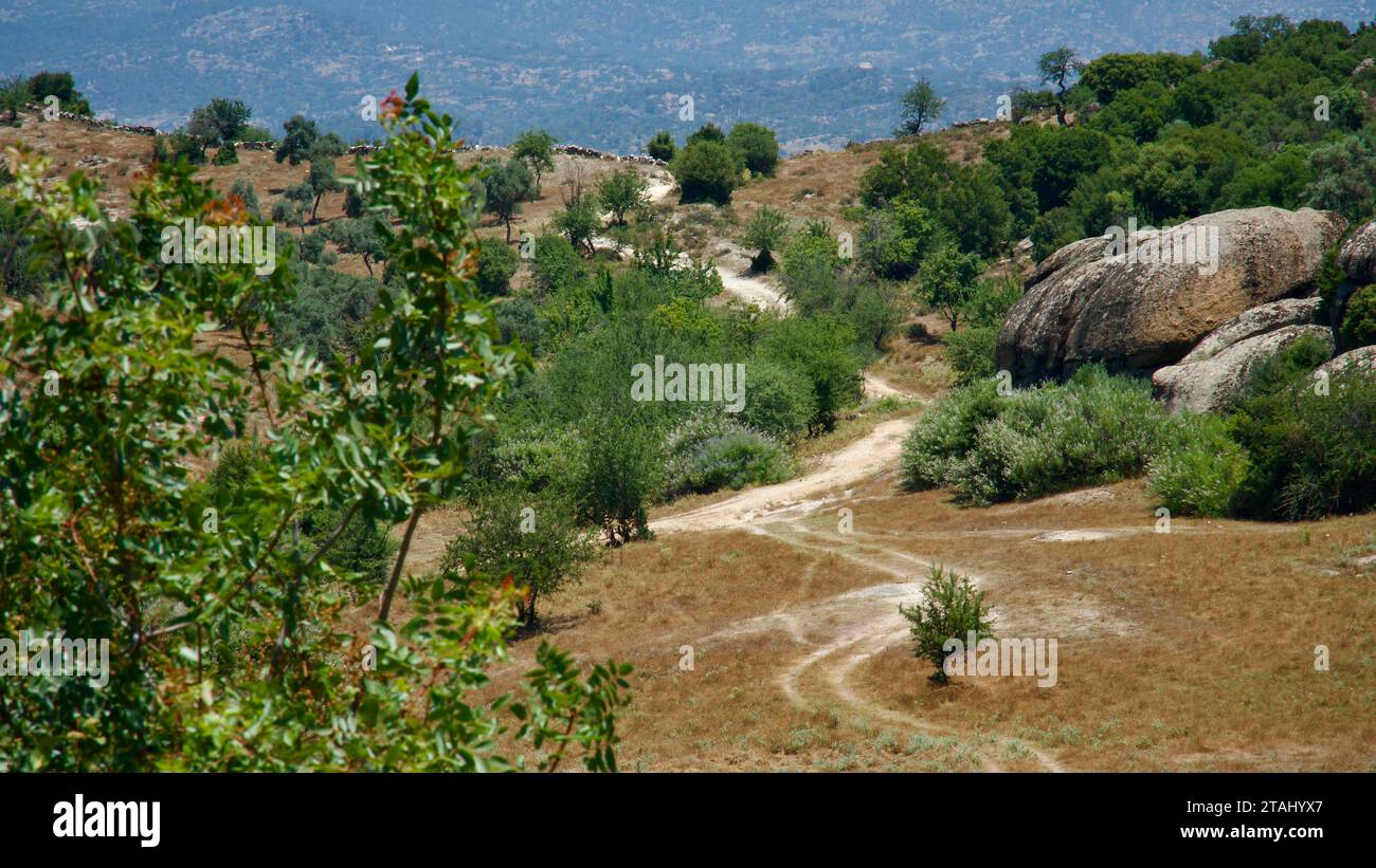 Lime rock formations on the Aegean coast in western Turkey. Volcanic ...
