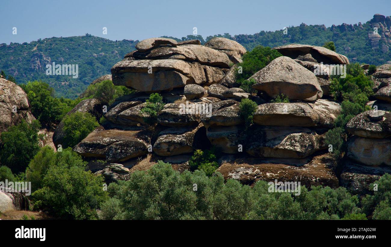 Lime rock formations on the Aegean coast in western Turkey. Volcanic ...