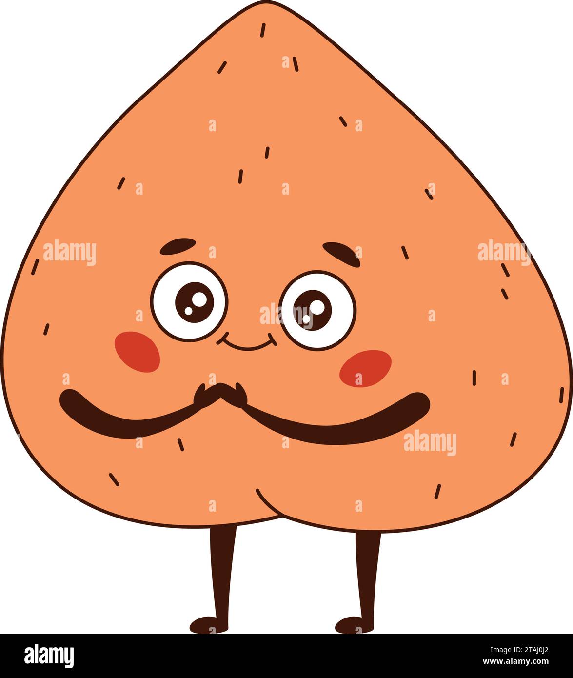 Vector flat illustration of adorable cartoon peach isolated on white ...