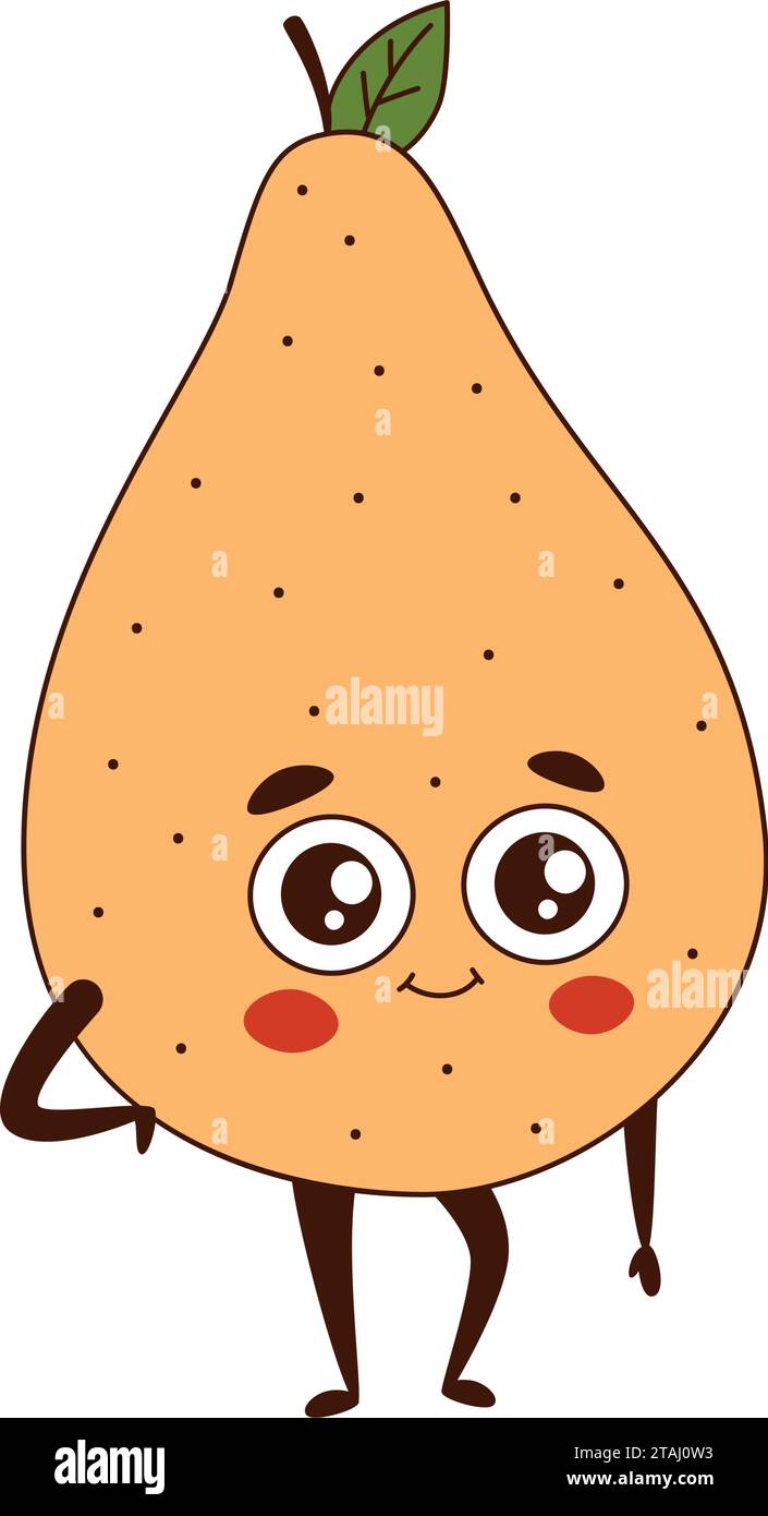 Vector flat illustration of adorable cartoon pear isolated on white ...