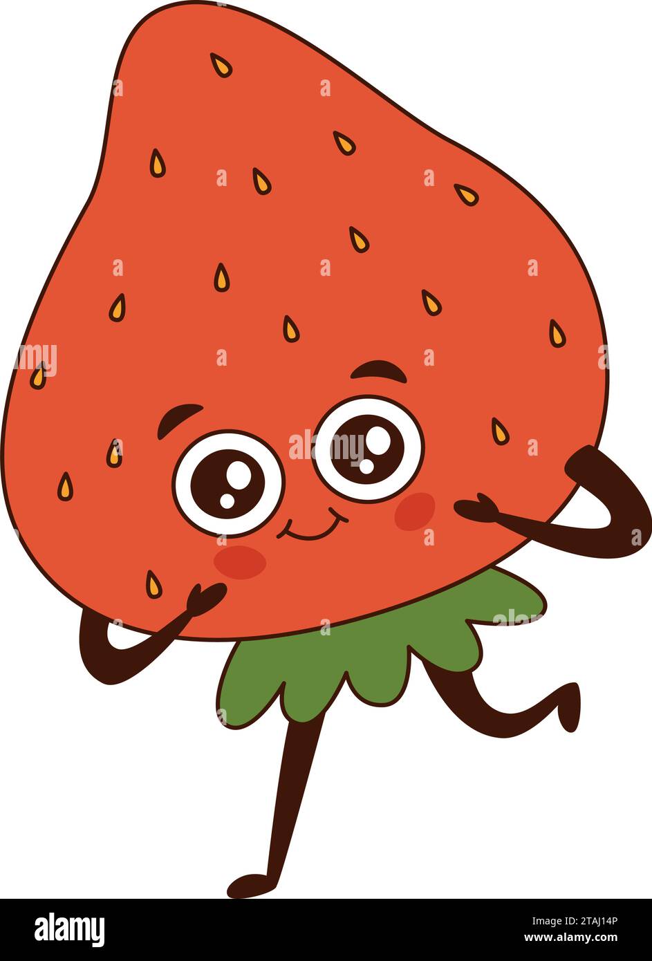 Vector flat illustration of adorable cartoon strawberry isolated on ...