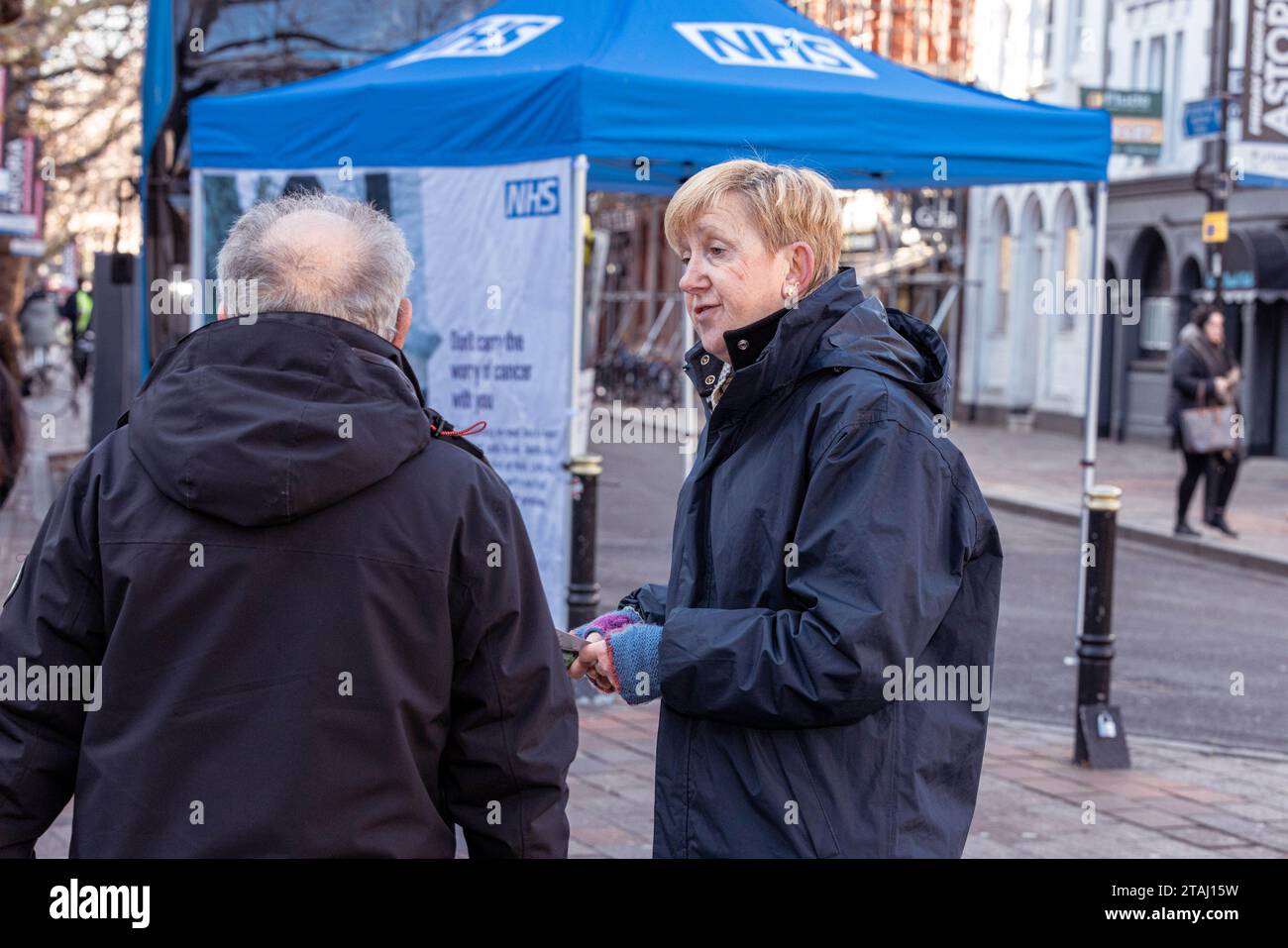 EDITORIAL USE ONLY The 'NHS Bus-ting Cancer' bus passes through ...