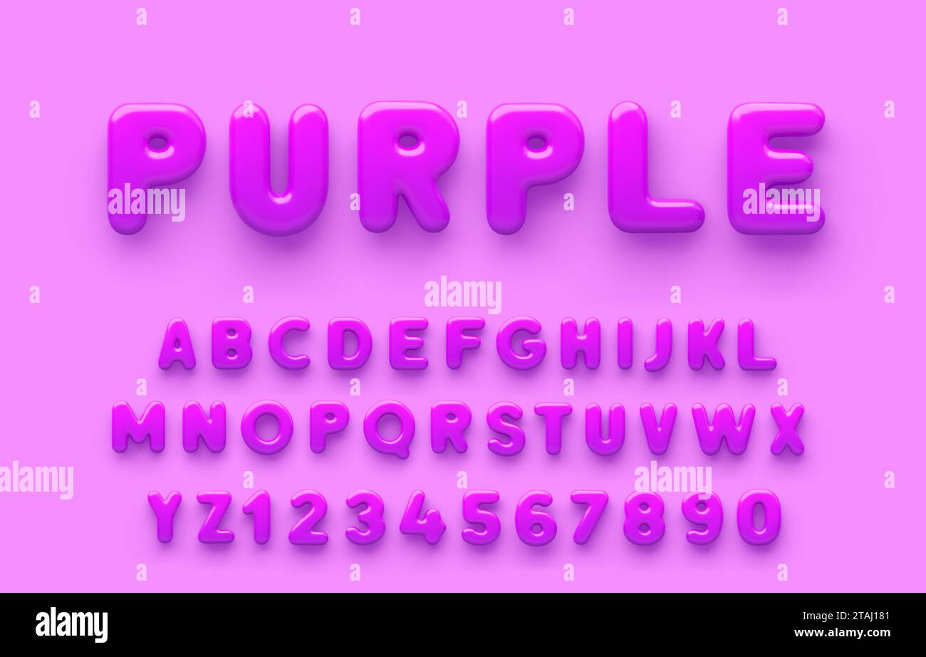 3D Purple alphabet with numbers on a purple background Stock Vector ...