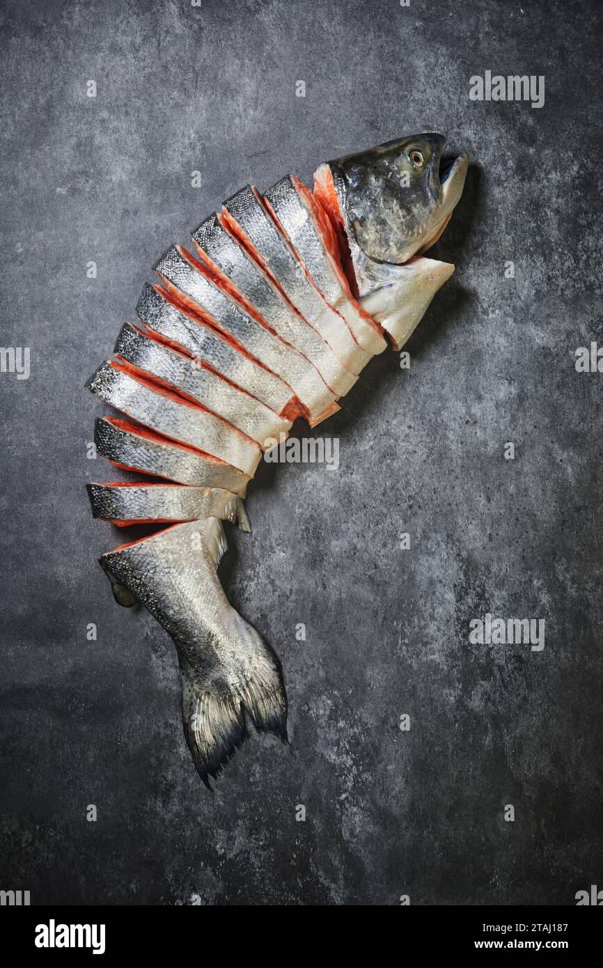 Beautiful pictures of salmon in restaurants, sliced salmon, high ...