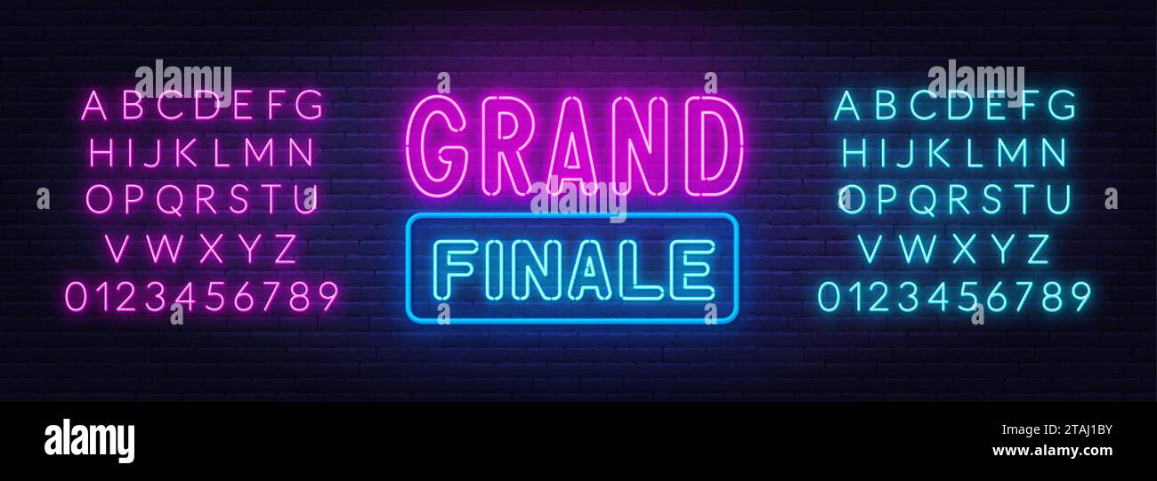 Grand Finale neon sign on brick wall background Stock Vector Image ...