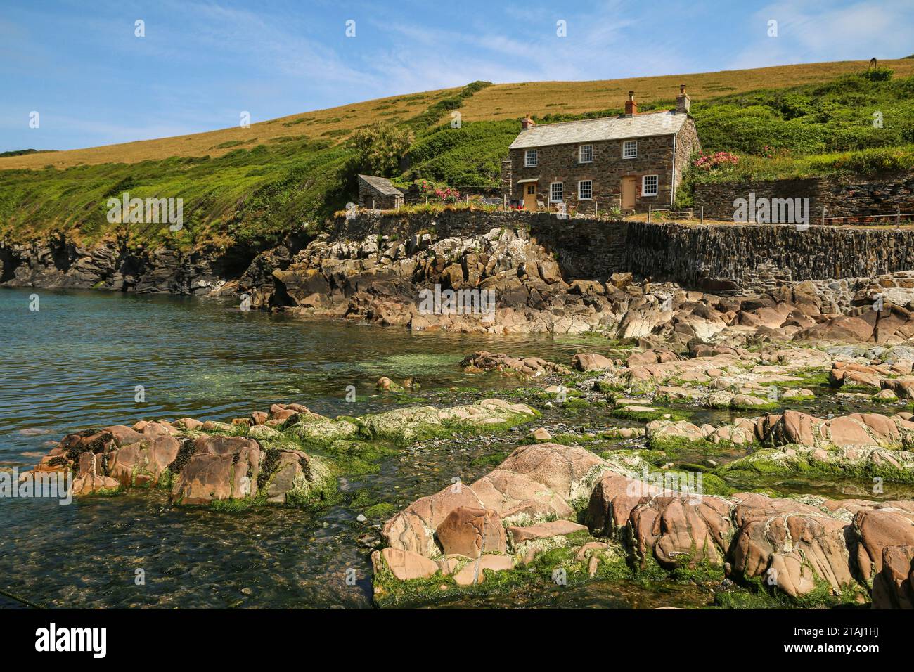 Cove and rocky inlet of Port Quin, coast of Cornwall, England Stock ...