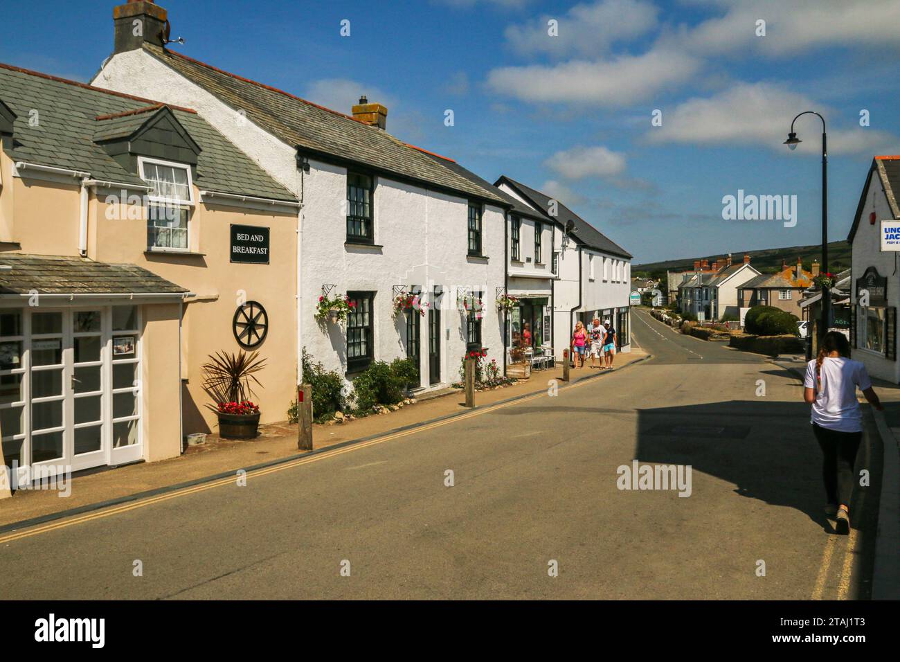 Main Street of Tintagel, a sightseeing village of Cornwall, England ...