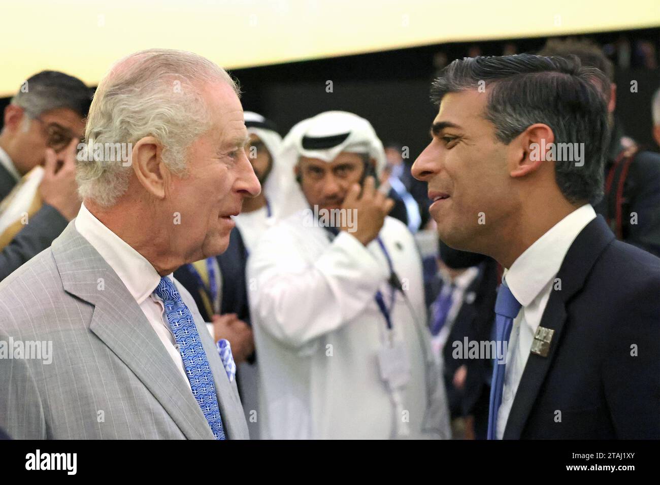 King Charles III (left) speaks with Prime Minister Rishi Sunak as they ...