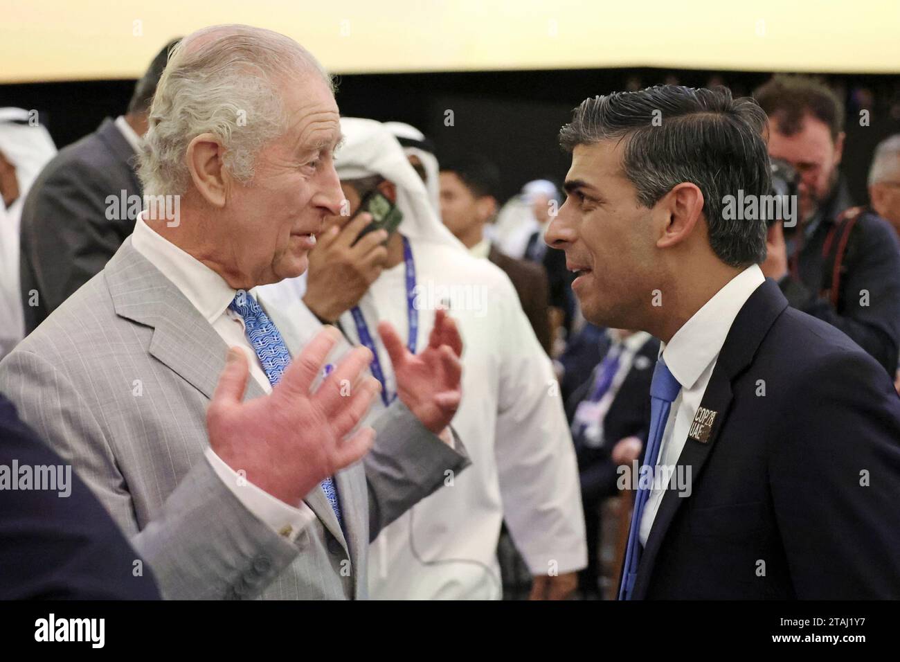 King Charles III (left) speaks with Prime Minister Rishi Sunak as they ...