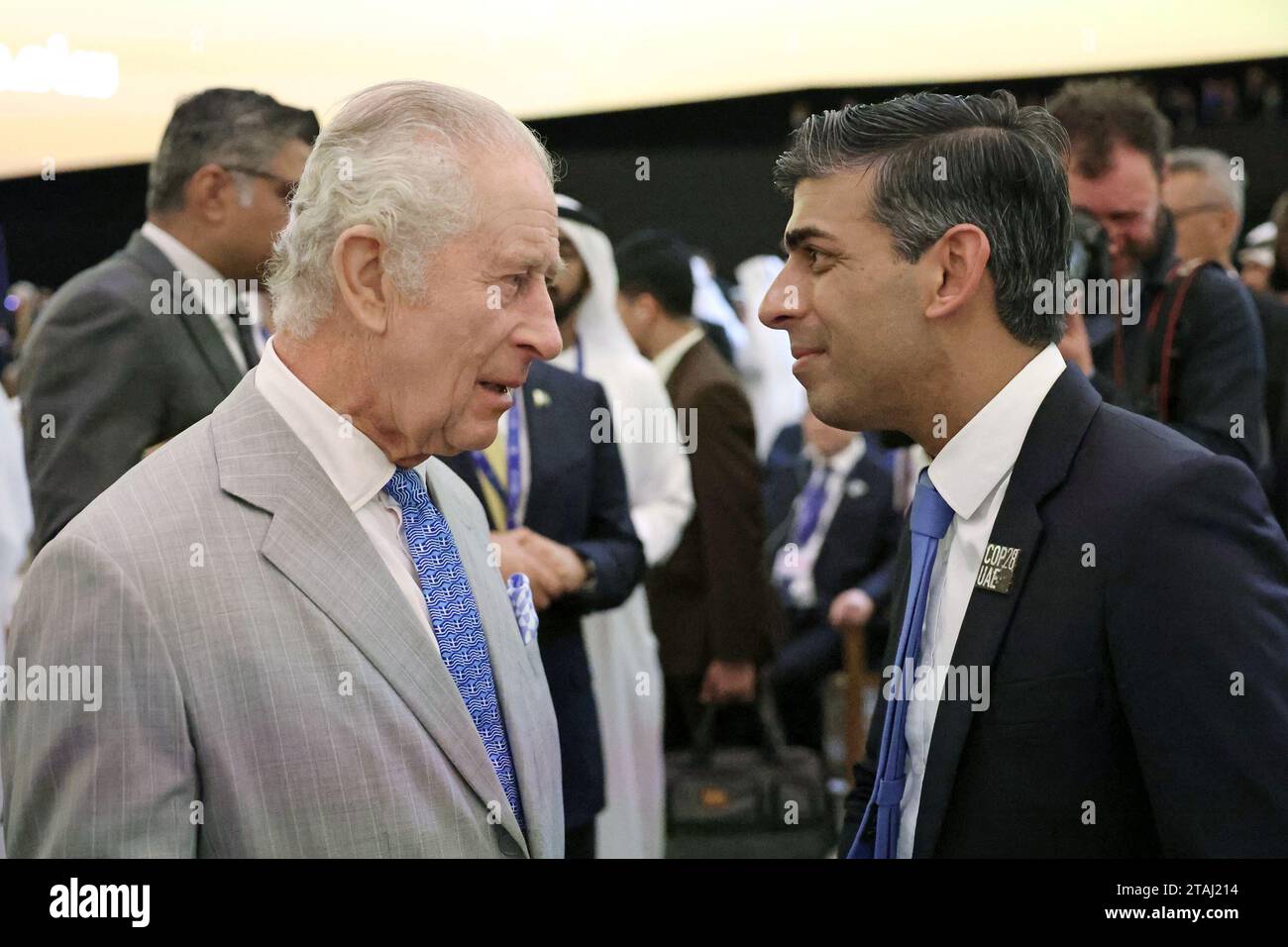 King Charles III (left) speaks with Prime Minister Rishi Sunak as they ...