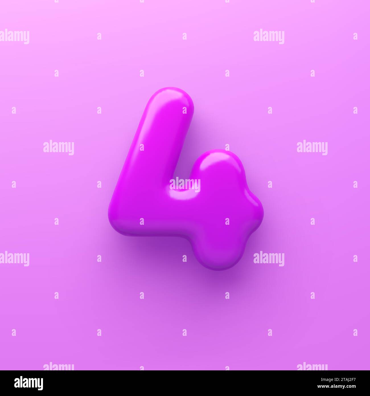 3D Purple number 4 with a glossy surface on a purple background Stock ...