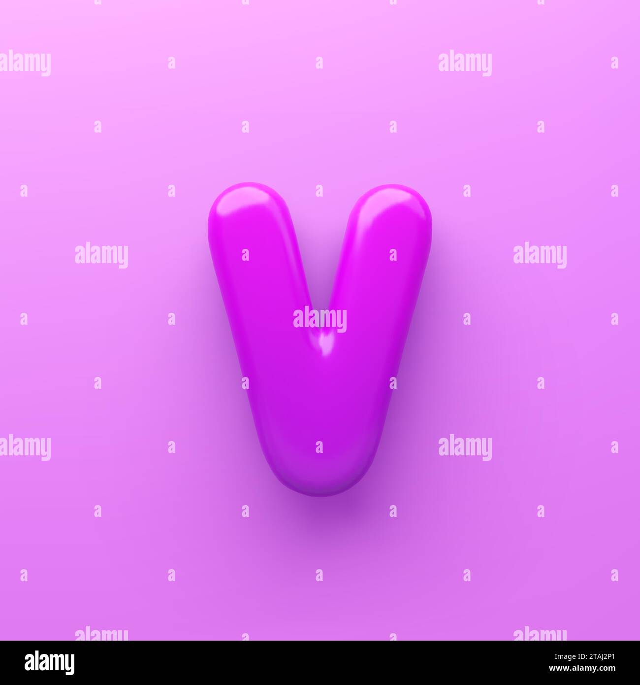 3D Purple letter V with a glossy surface on a purple background Stock ...