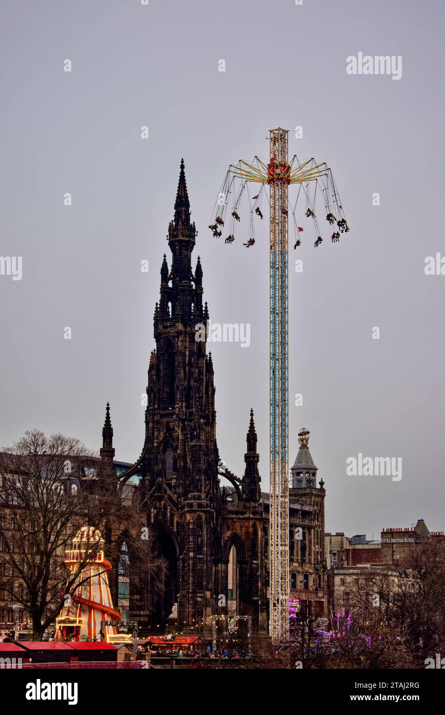 Edinburgh Scotland Christmas Fair or Market Princes Street stalls ...