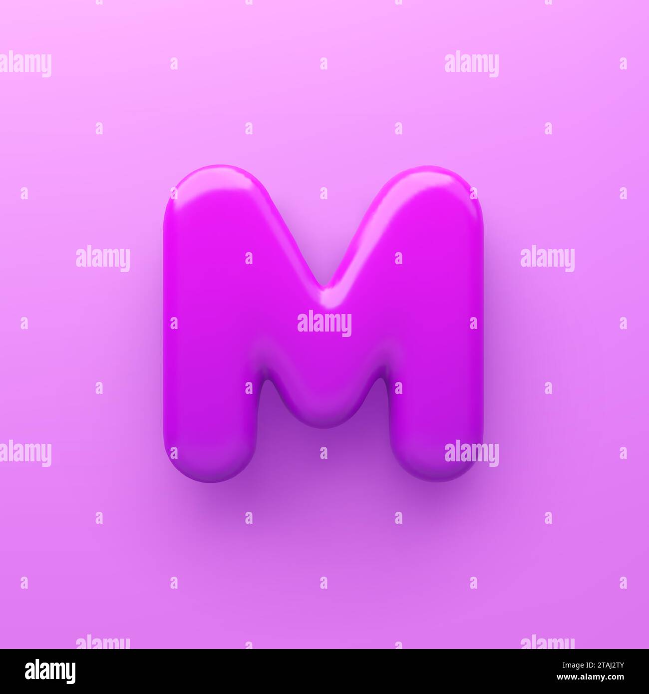 3D Purple letter M with a glossy surface on a purple background Stock ...