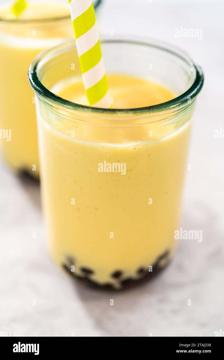 Mango boba smoothie Stock Photo - Alamy