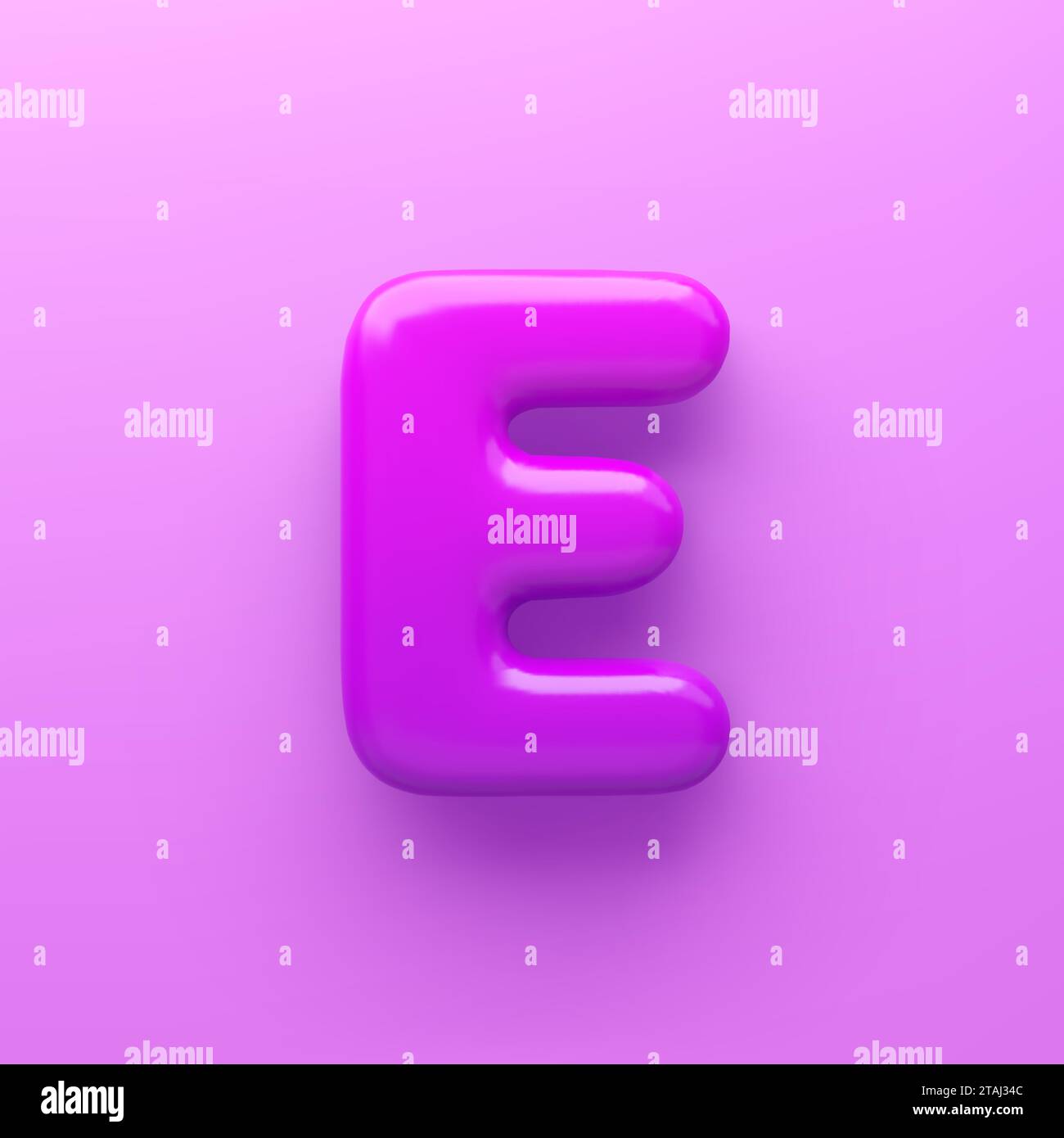 3D Purple letter E with a glossy surface on a purple background Stock ...