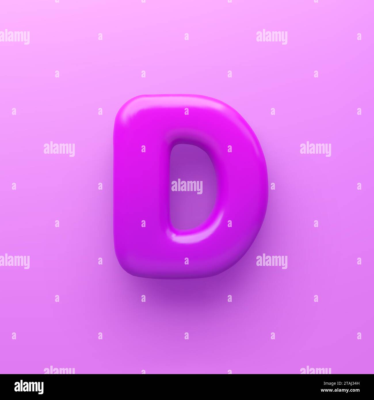 3D Purple letter D with a glossy surface on a purple background Stock ...