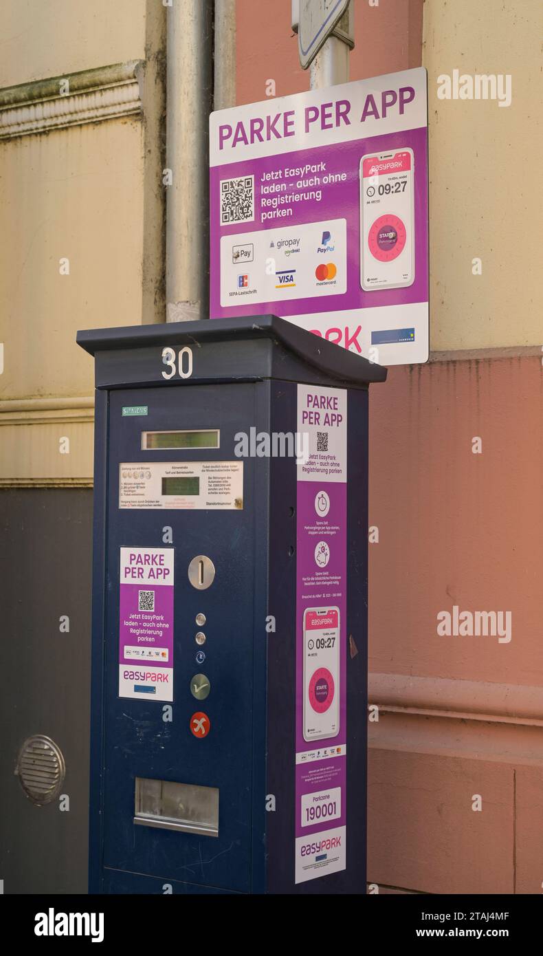 Parkautomat, Parke per App, Easypark, Altstadt, Schwerin, Mecklenburg ...