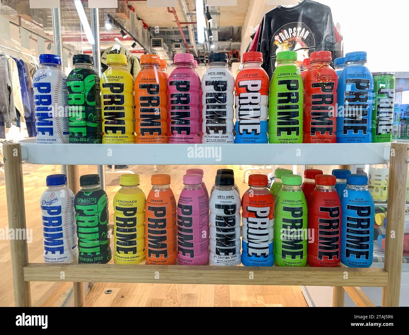 London, UK. 27th November, 2023. Prime soft drinks for sale in a shop ...