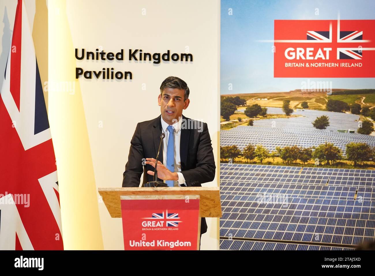 Prime Minister Rishi Sunak speaking to the media during a press ...