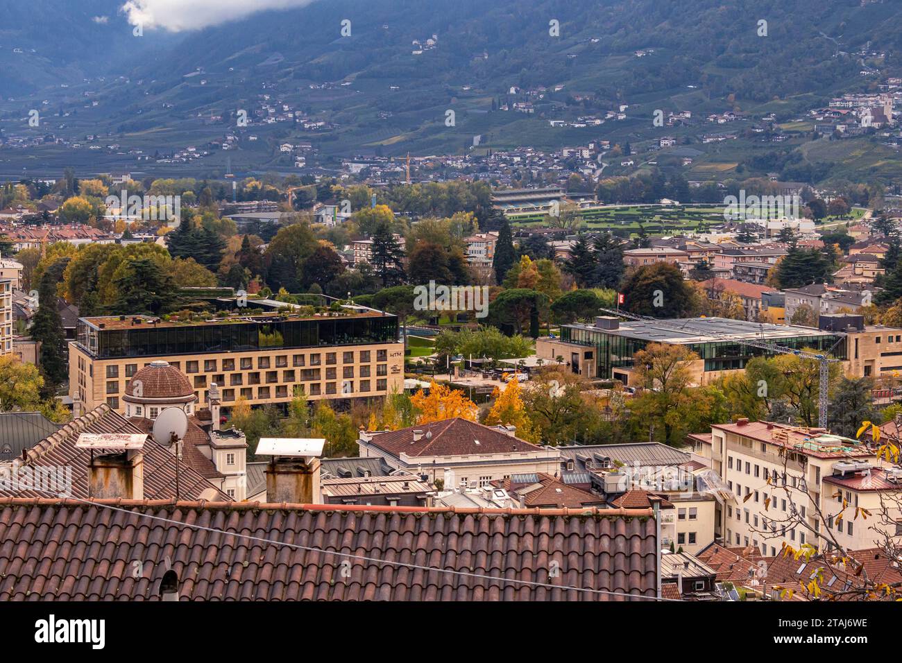 Merano, South tyrol, Italy - 07 November 2023 Hotel Therme seen from ...