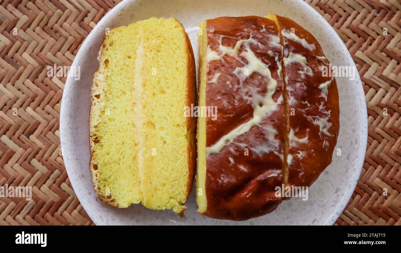 Maska bun or Muska bun made of baked bread, Popular Mumbai dish, from ...
