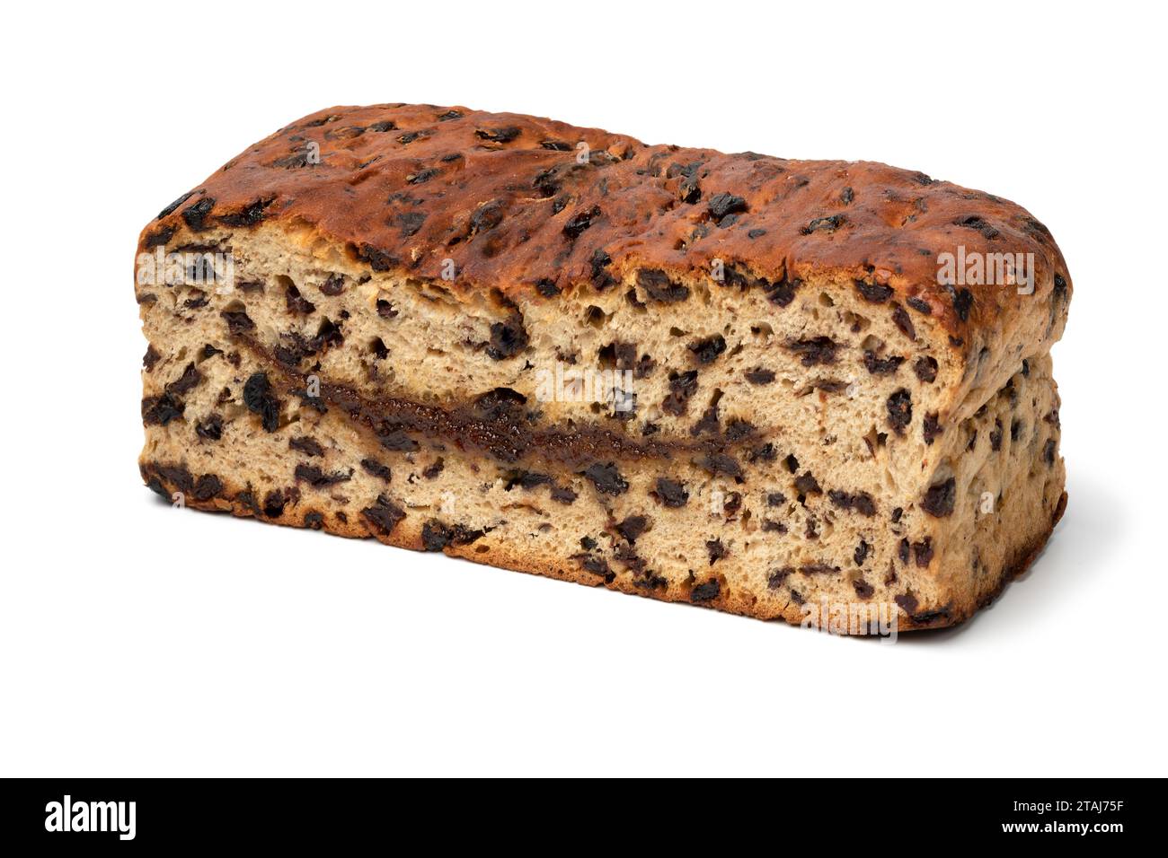 Single fresh homemade traditional Dutch Currant bread and cinnamon ...